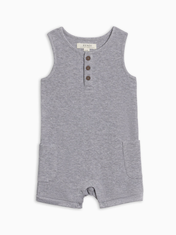 Baby Percy Waffle Short Romper - Ashen | Colored Organics®